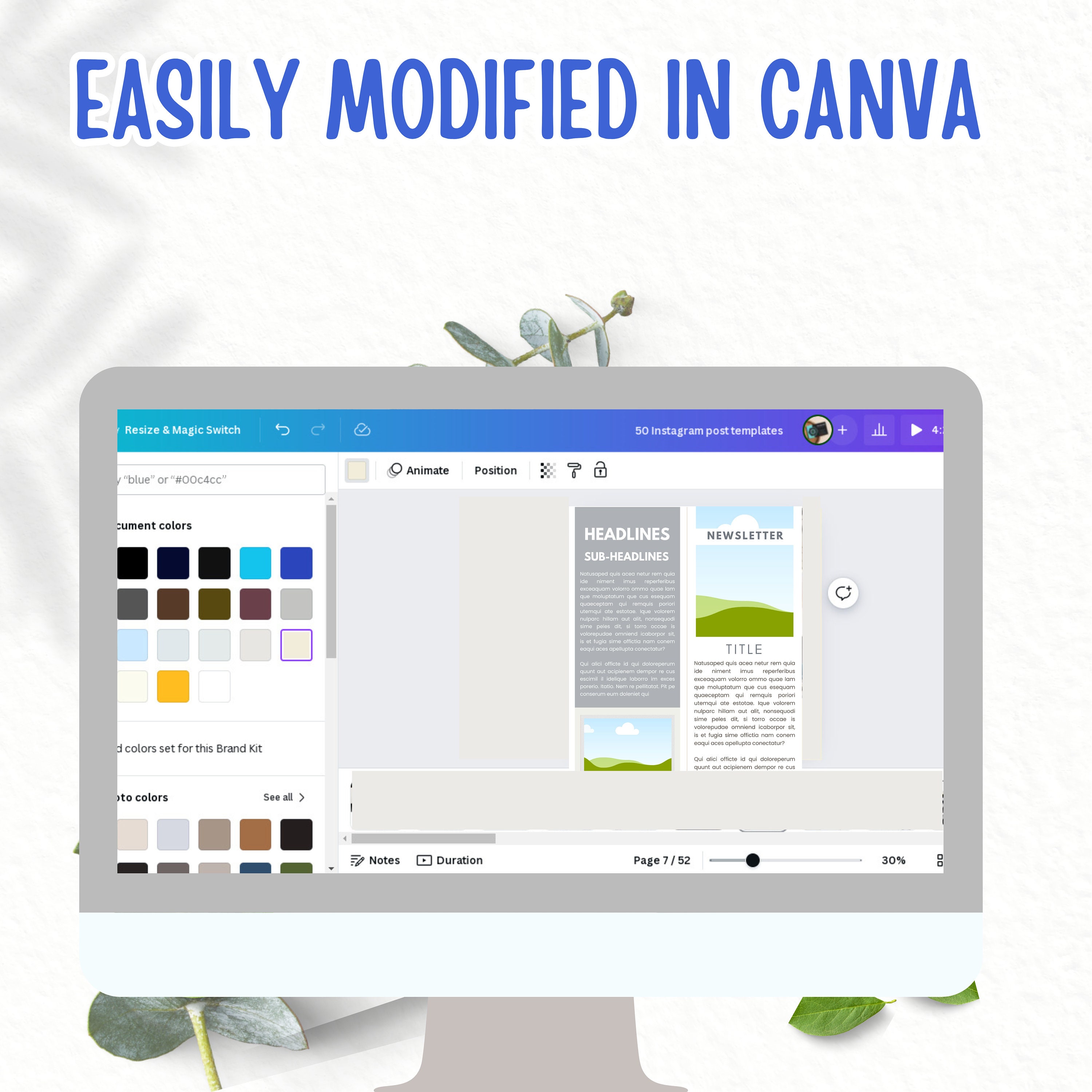 2 Page Newsletter Template, Editable Canva Newsletter, Business ...