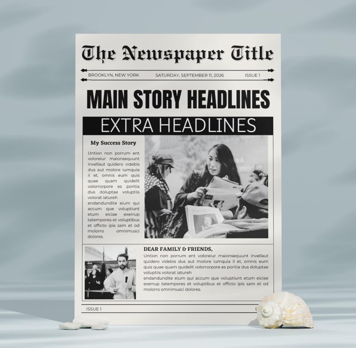 Editable Newspaper Template: DIY Wedding, Graduation, Event Program ...