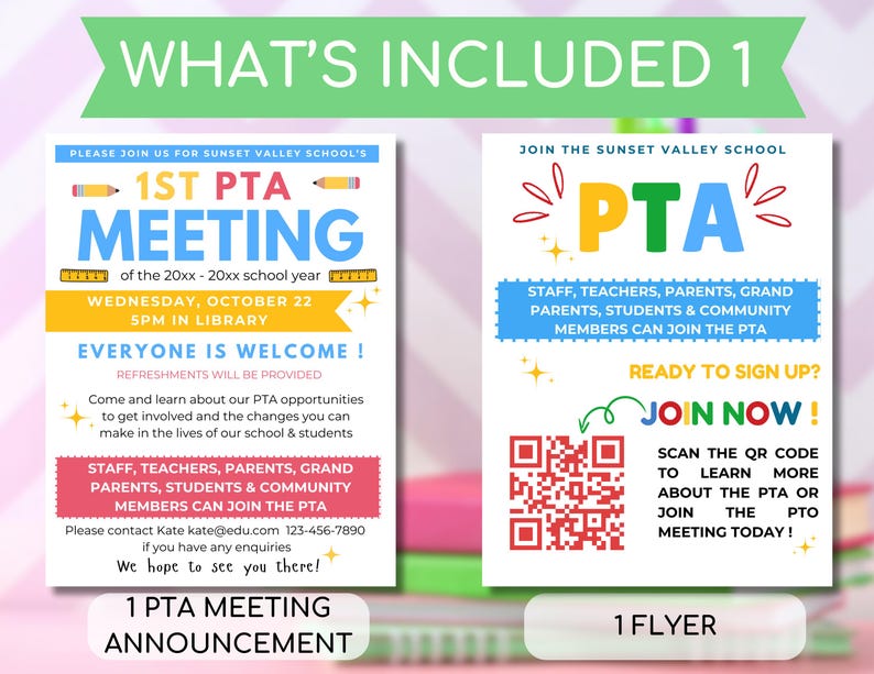 Editable PTA / PTO Bundle, Recruitment Flyers, Newsletter, Calendar of ...