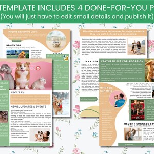 Animal Shelter Newsletter Template: Editable Canva Design (A4 & US ...