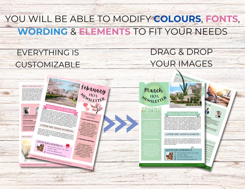 HOA Newsletter Template Bundle: 12-month Community News (canva, Digital ...