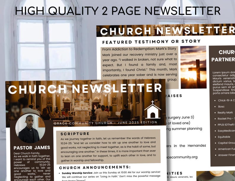 Editable Church Newsletter Template: Modern Bulletin Design (canva, US ...