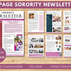Sorority Newsletter Template: Sisterhood Newspaper, Editable in Canva ...
