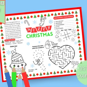 Christmas Coloring Sheets Christmas Coloring Placemat - Etsy