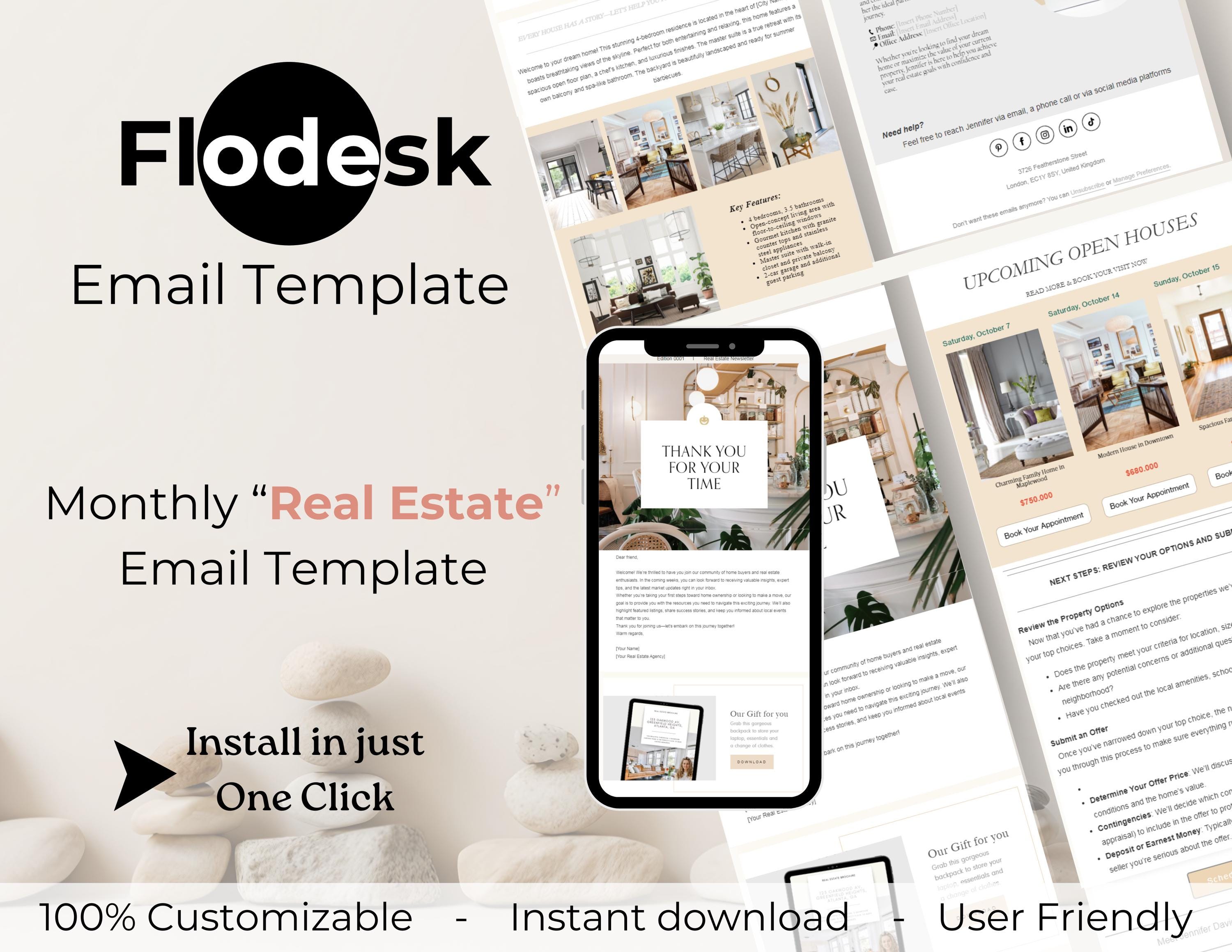 Flodesk Editable Newsletter Template, Realtor Email Campaign, Flodesk Email Template for ...