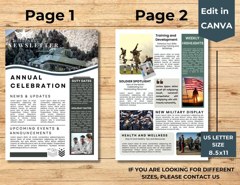 Military Newsletter Template, Email Marketing Newsletter, Canva ...
