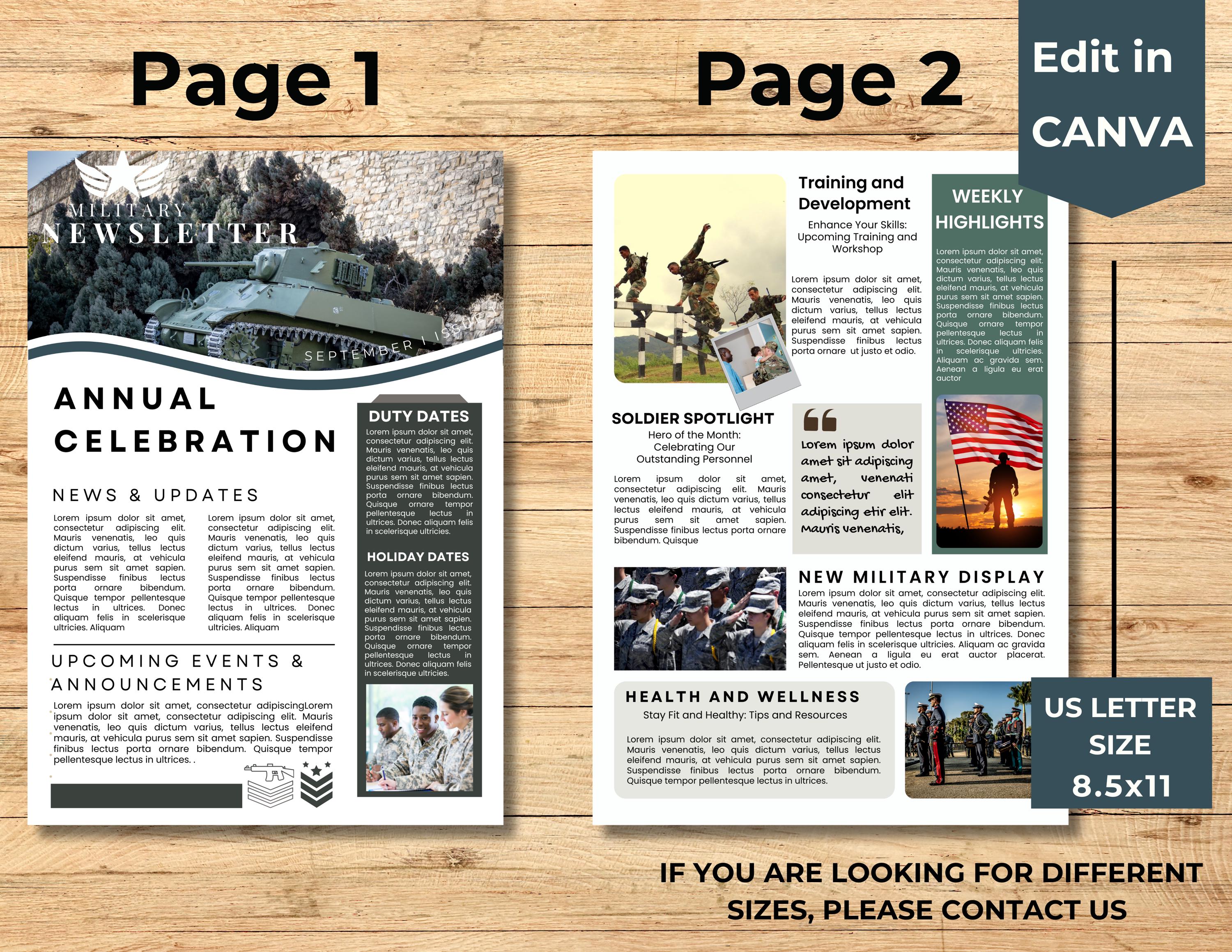 Military Newsletter Template: Canva Email Marketing (digital Download ...