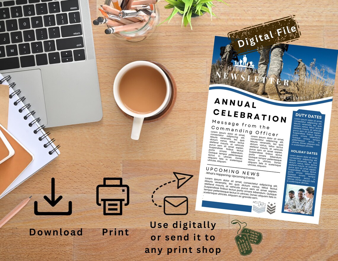 Military Newsletter Template: Canva Email Marketing (digital Download ...