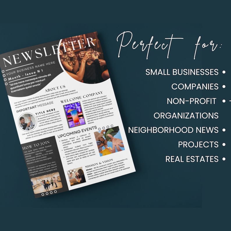 Newsletter Template Canva, Editable Newsletter Template, Email ...