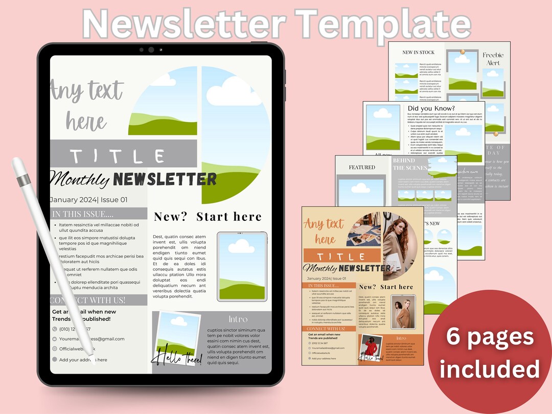 Editable Newsletter Template Canva News Letter Template Email ...