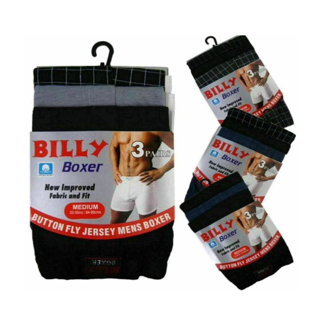 Mens Billy/classic Boxer Cotton Fabric and Fit Comfort Button Fly ...