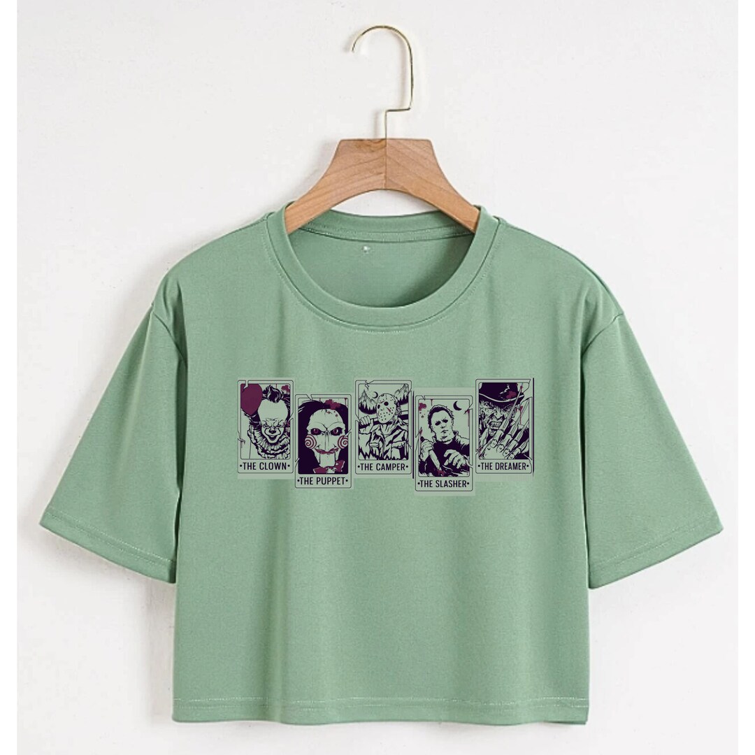 Horror Crop Top Halloween Pennywise Jigsaw Jason Voorhees Michael Myers ...