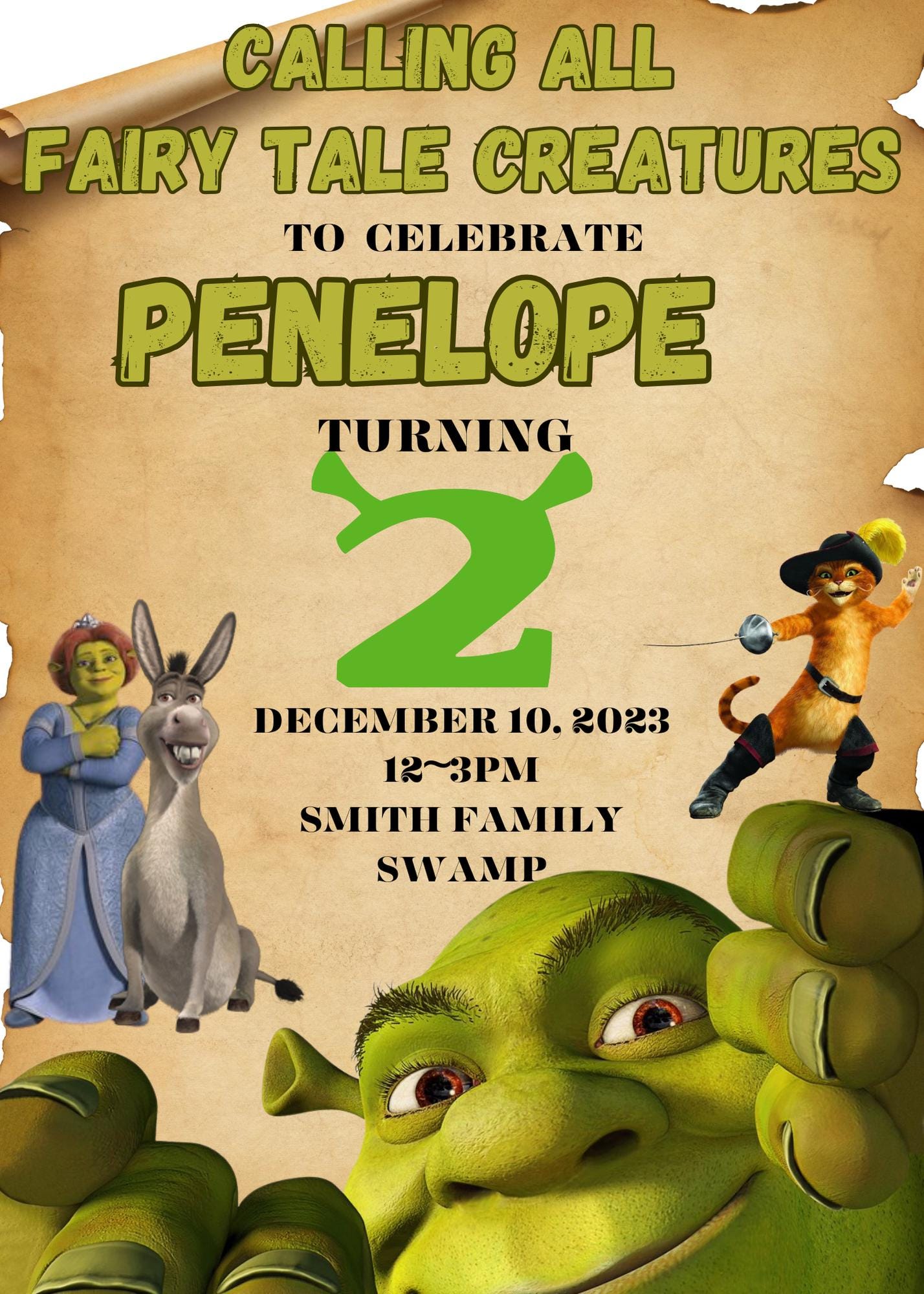 Shrek 2nd Birthday Invitation: Editable Swamp Theme Party (instant ...