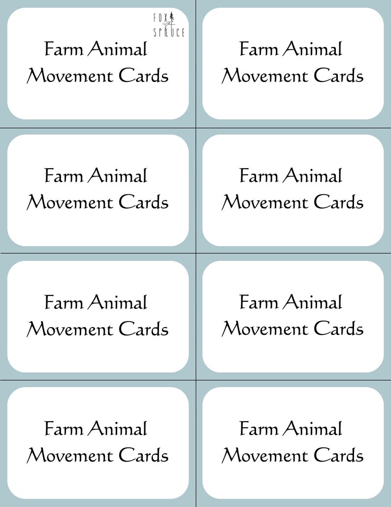Farm Animal Movement Cards, Brain Breaks, Physical Education Kids ...
