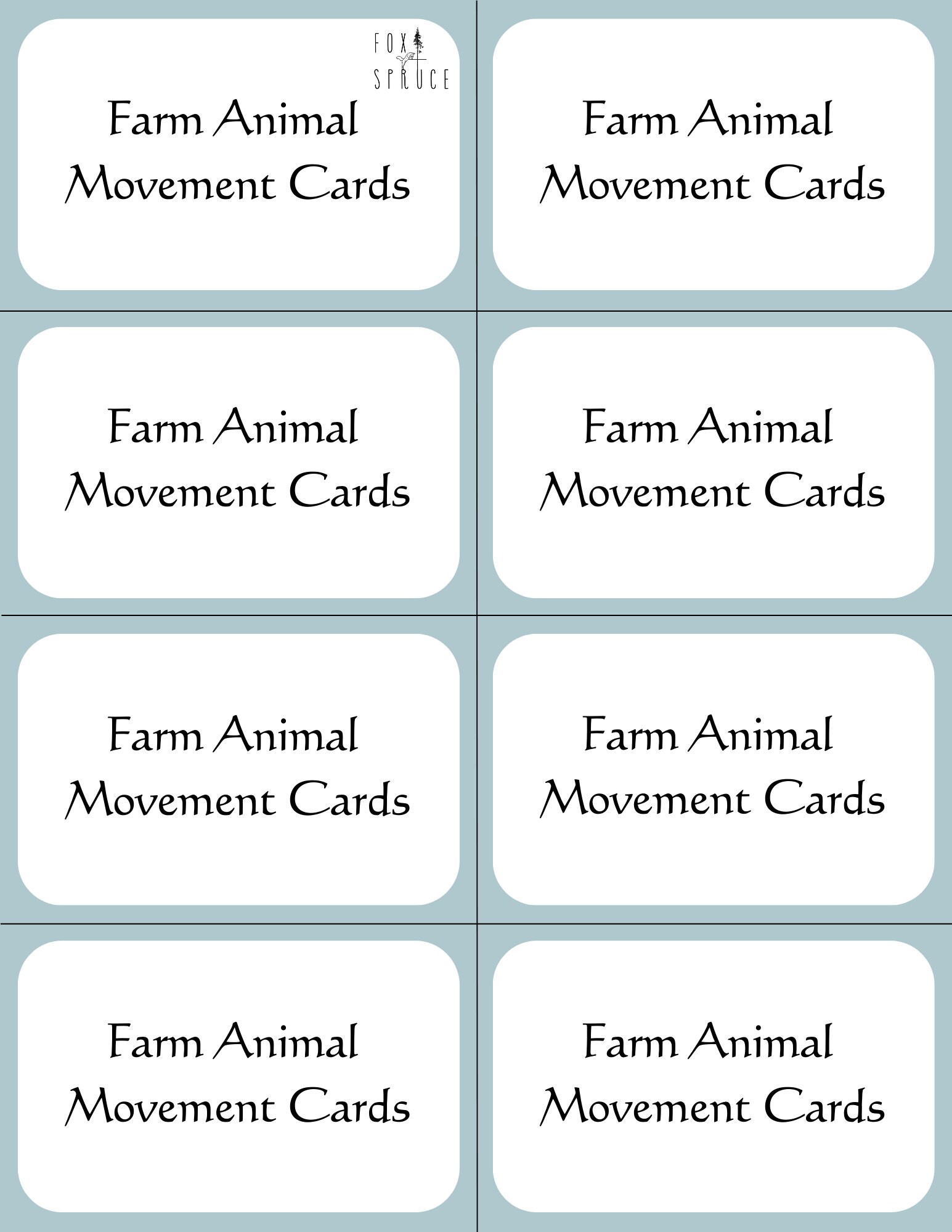 Farm Animal Movement Cards, Brain Breaks, Physical Education Kids ...