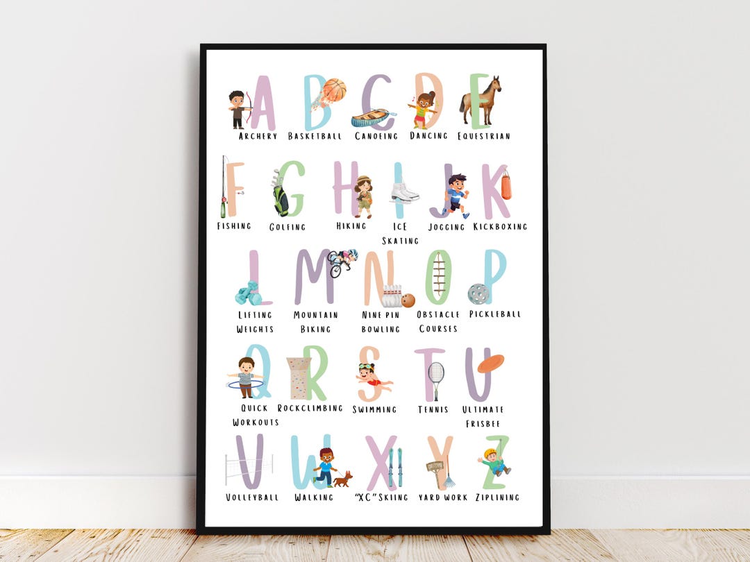 Kids ABC Sports Alphabet Print: Homeschool Wall Art (digital Download ...