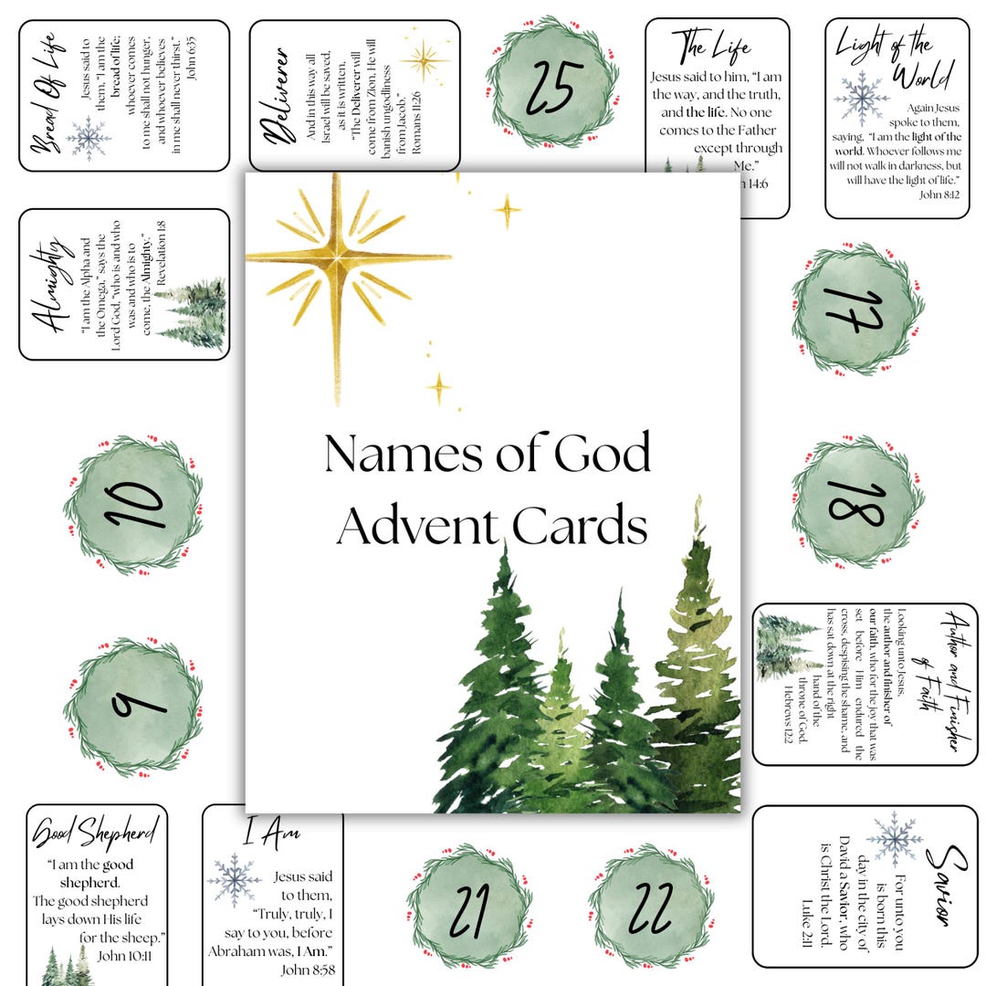 Names of God Advent Cards- Christian Advent Cards-countdown to ...