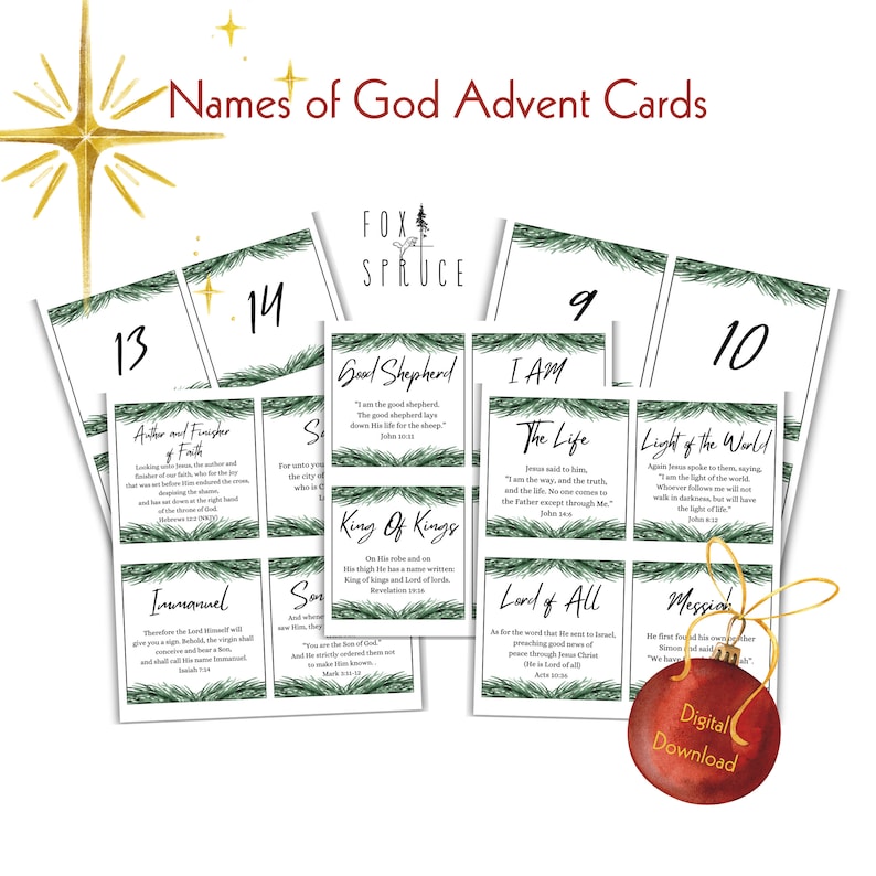 Names of God Advent Cards- Christian Advent Cards-countdown to ...