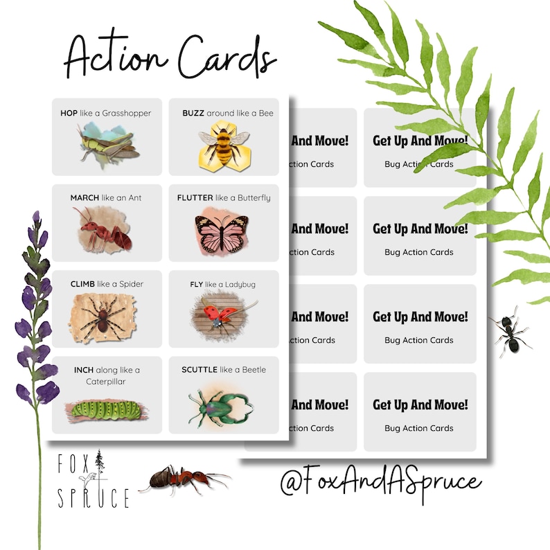 Fitness Movement Cards for Kids- Bug Themed- Morning Basket Ideas-brain ...