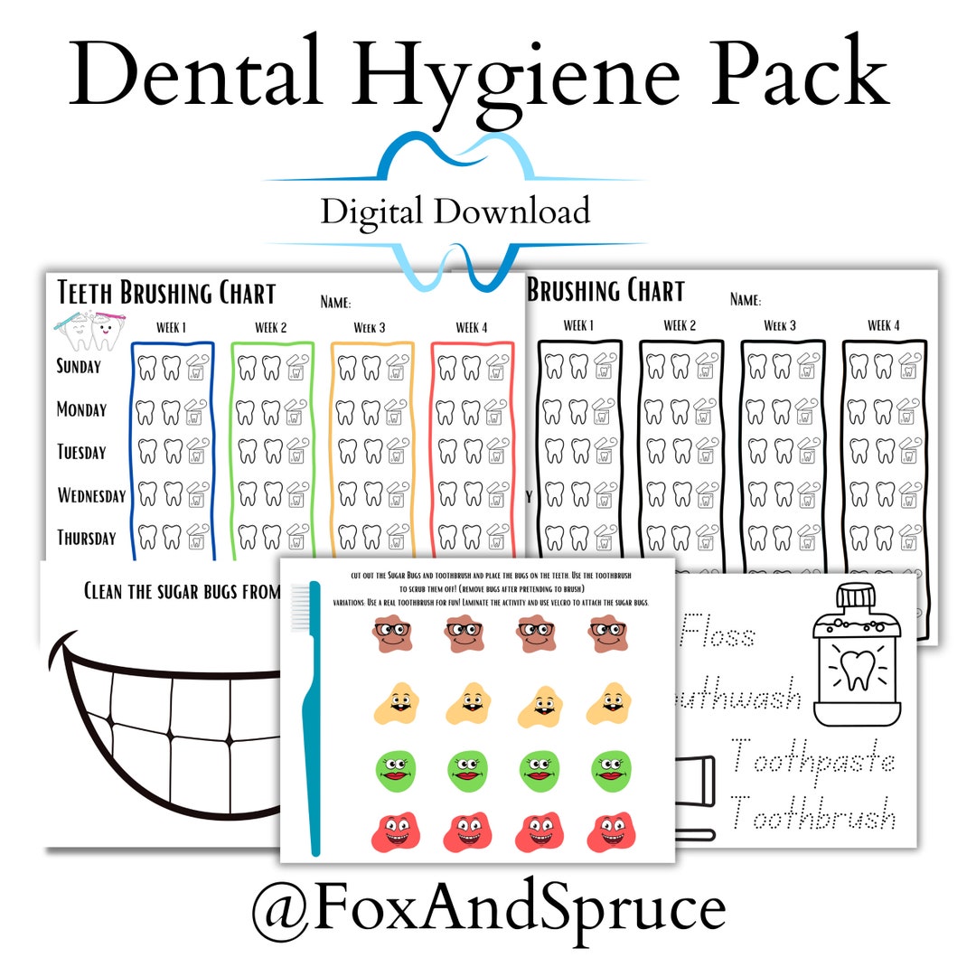 Teeth Brushing Chart and Activity- Dental Hygiene- Homeschool Resource ...