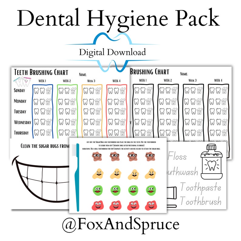 Teeth Brushing Chart and Activity- Dental Hygiene- Homeschool Resource ...