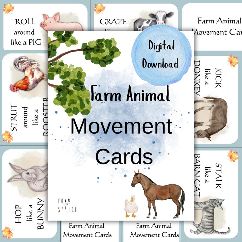 Animal Action Cards - Etsy