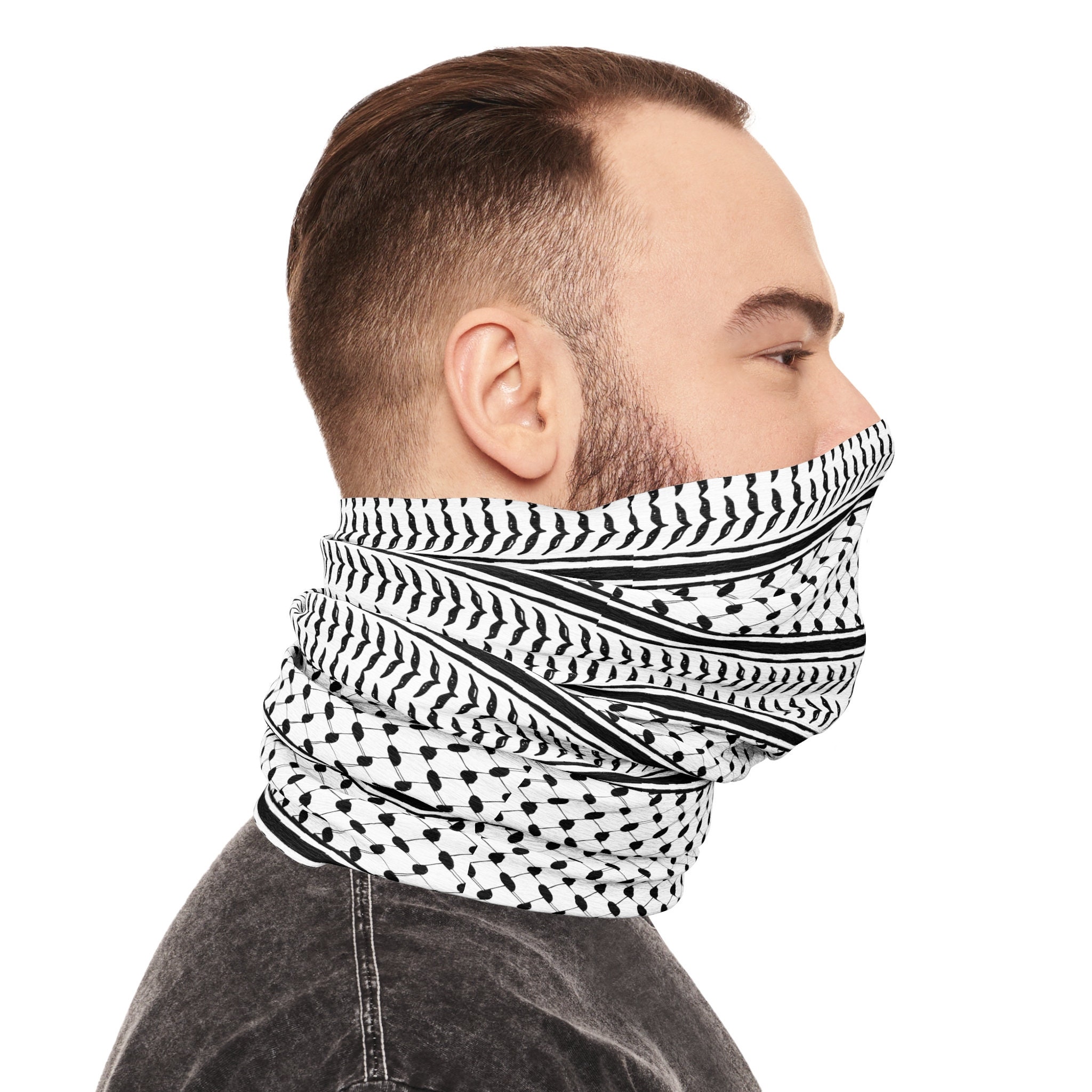 Keffiyeh Inspired Hand-drawn Tube Scarf - Etsy