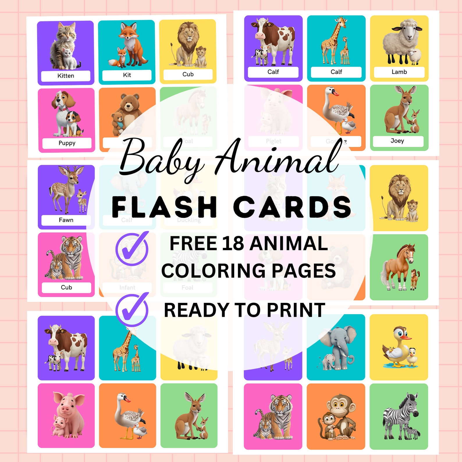 Animals Flash Cards, Animals Printable Cards, Preschool Animals Flash ...