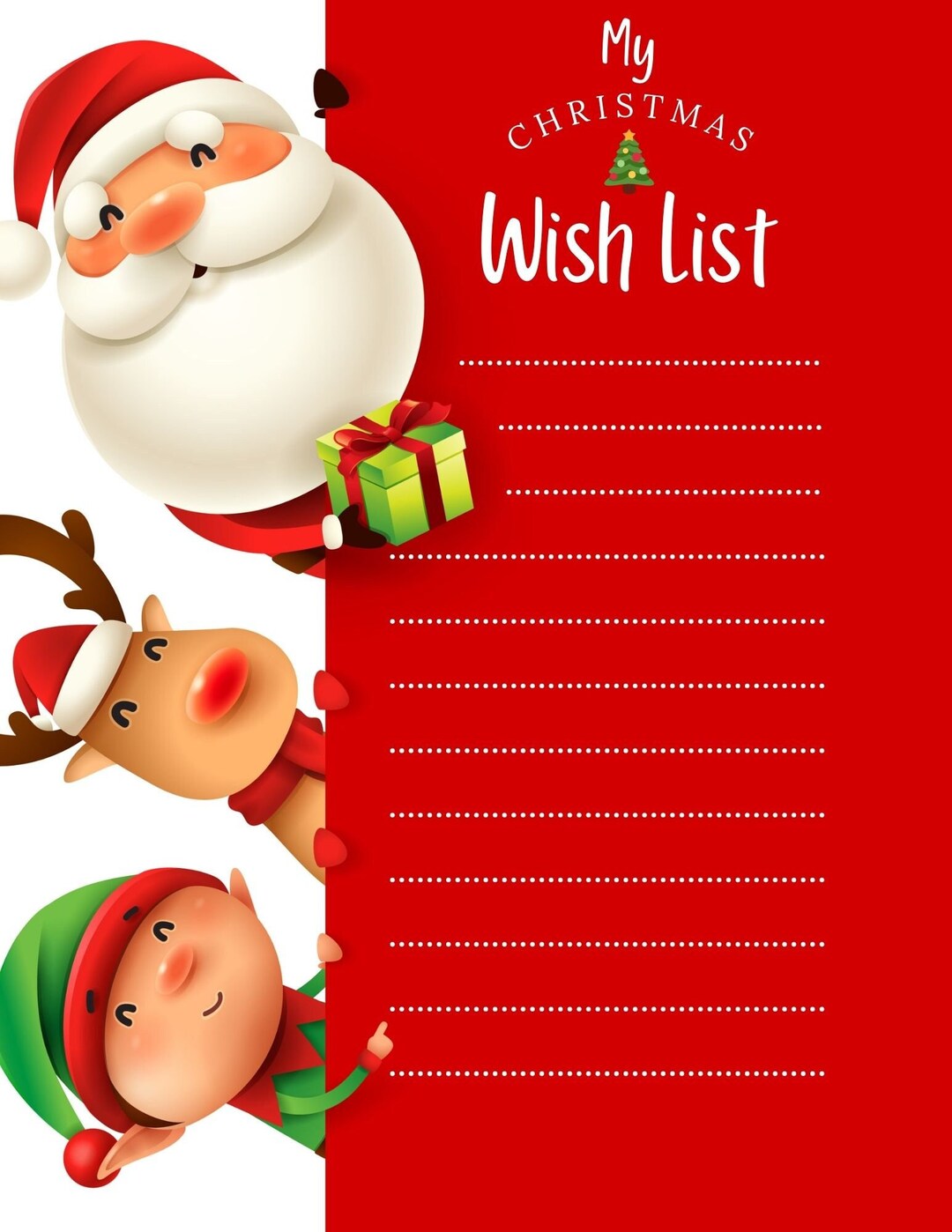 Printable Christmas Wish List, Santa Letter, Gift List, Christmas ...