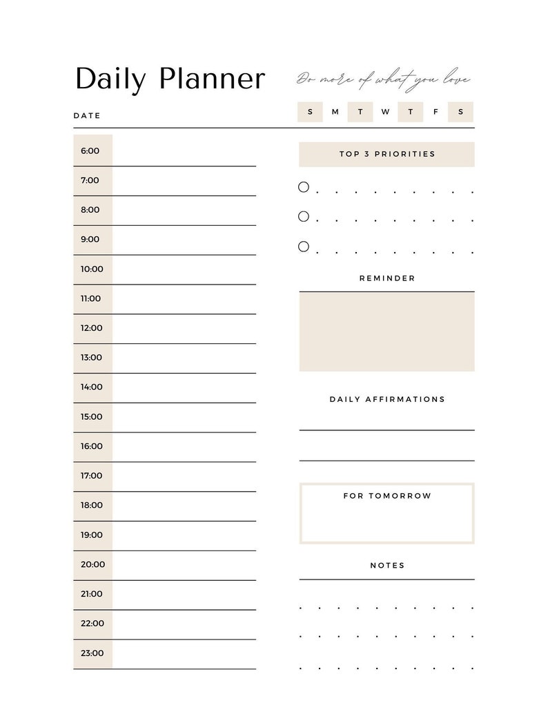 Daily Planner Printable Planner Hourly Planner 365 Planner - Etsy