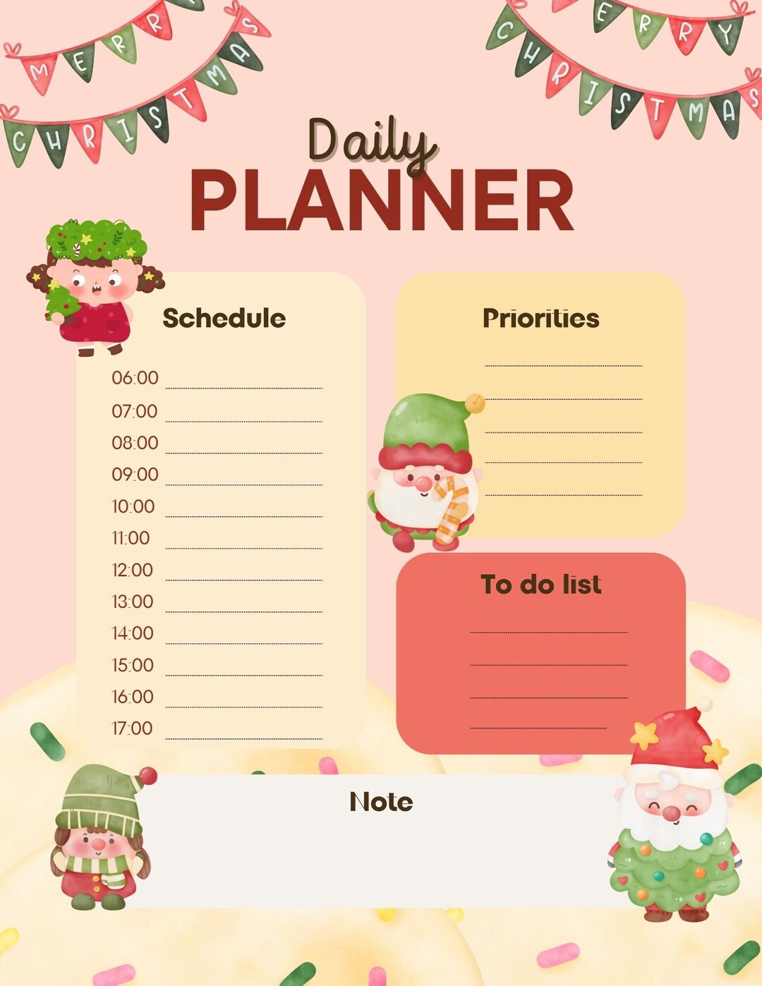 Printable Christmas Theme Daily Planner December Planner - Etsy