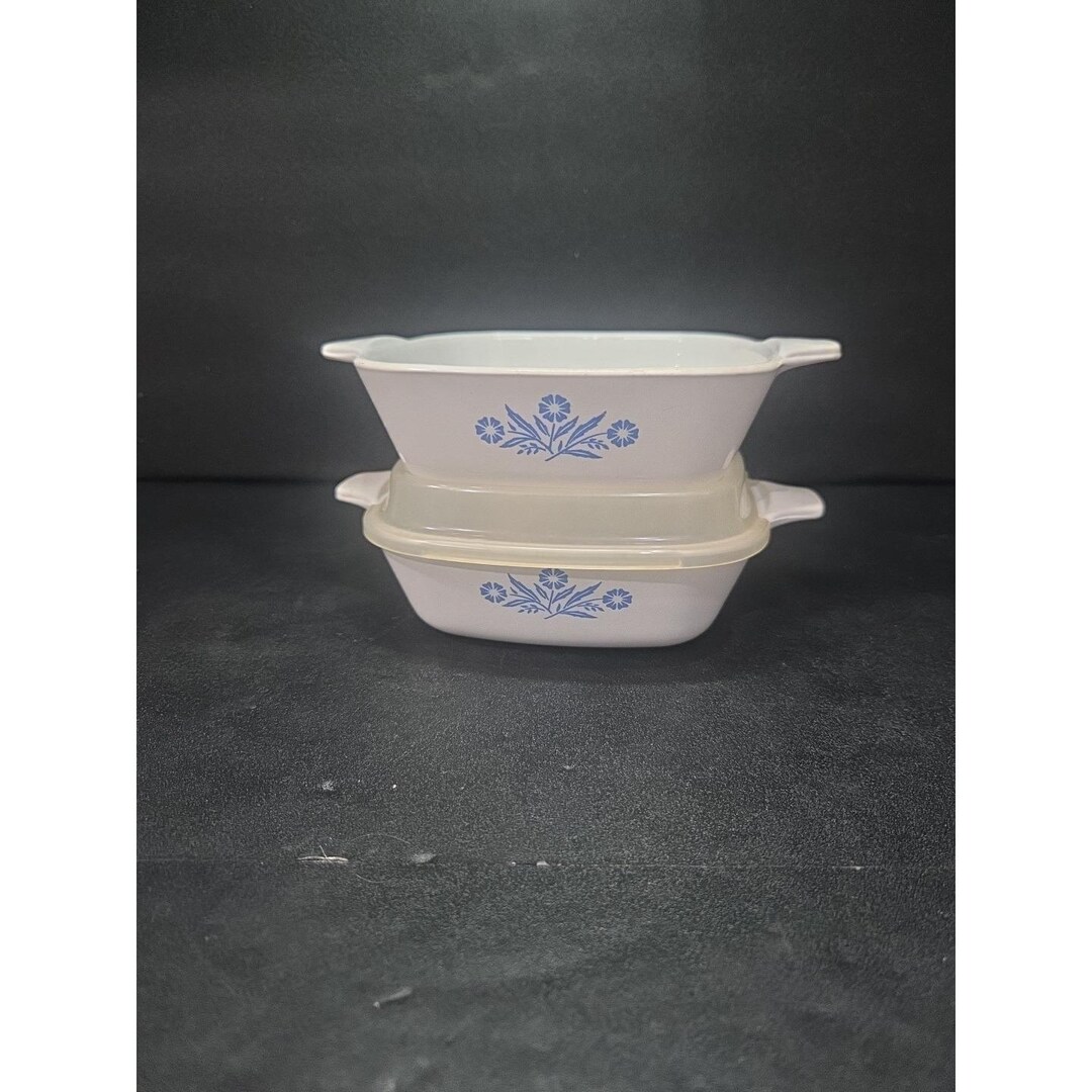 Pyrex Blue Cornflower Casserole, Set of 2, Corning Ware P-41-B, Vintage ...