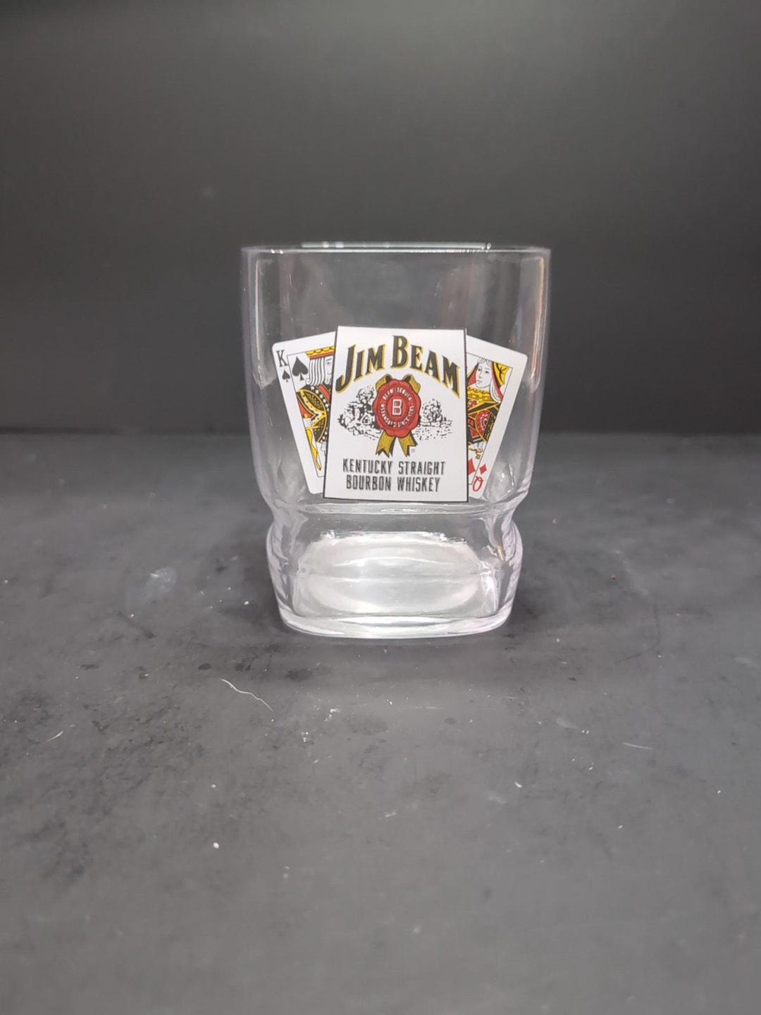 Jim Beam Bourbon Poker Cards Glass, 4 1/2" Whiskey Glass, Kentucky ...