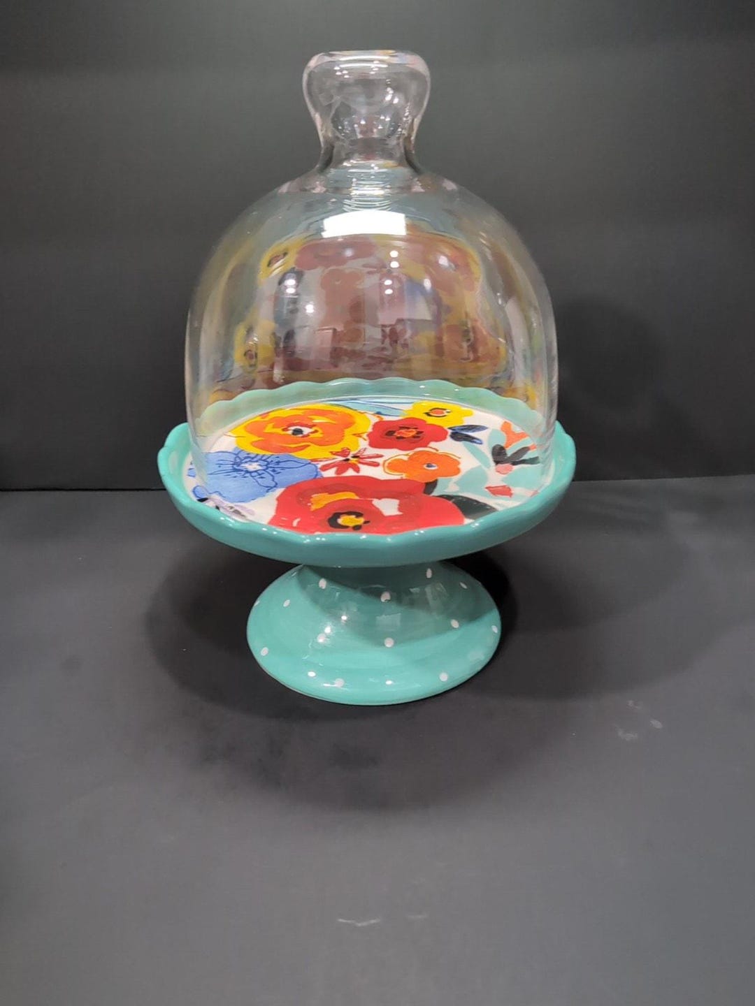 The Pioneer Woman Flea Market Floral Cake Stand, Polka Dot Ceramic Cake ...
