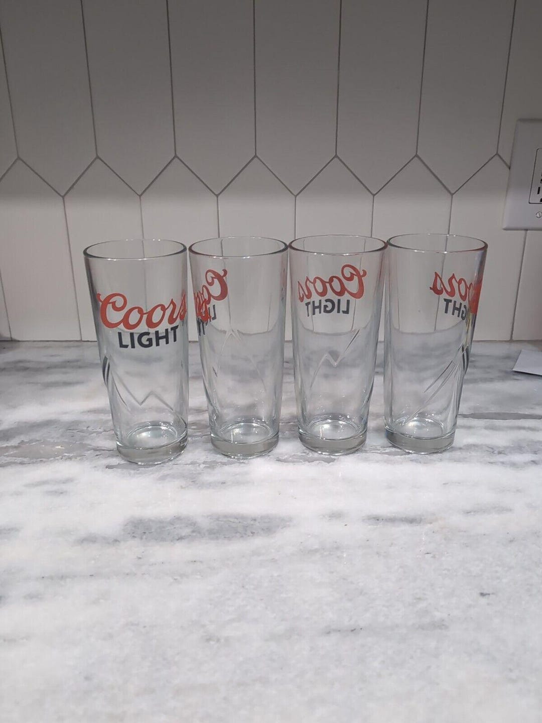 Coors Light 16 Oz Heavy Beer Glasses, Etched Mountain Glasses, Set of 4 ...