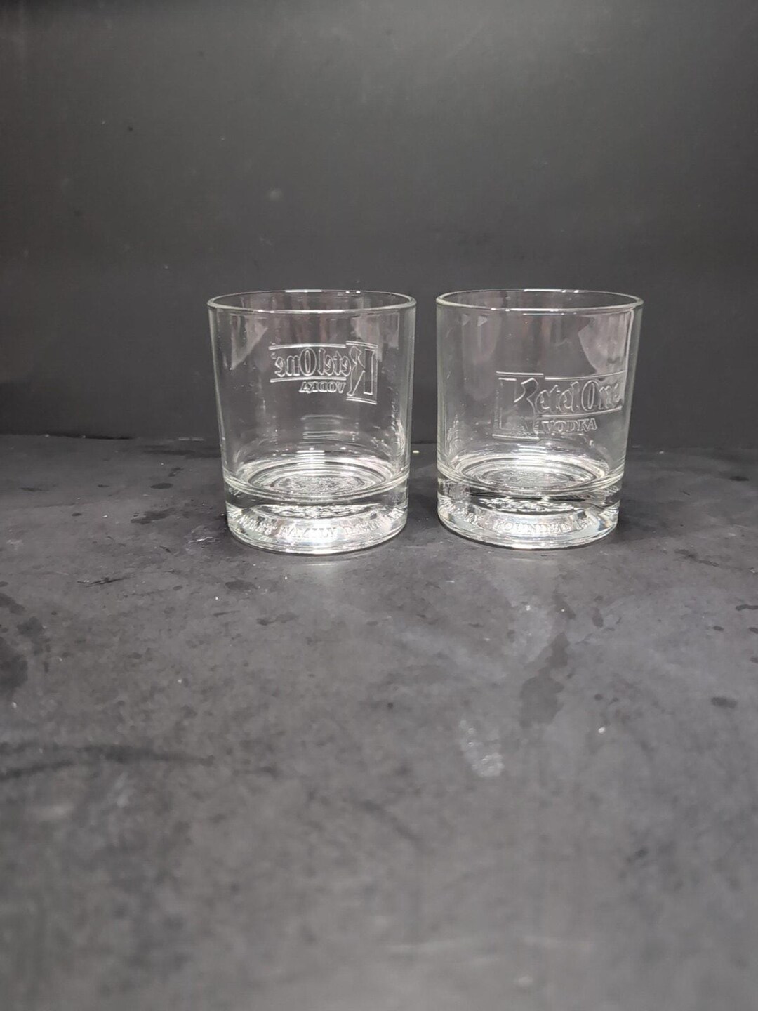 Set of 2 Ketel One Vodka Rocks Glasses, Embossed Logo, Barware, Bottom ...