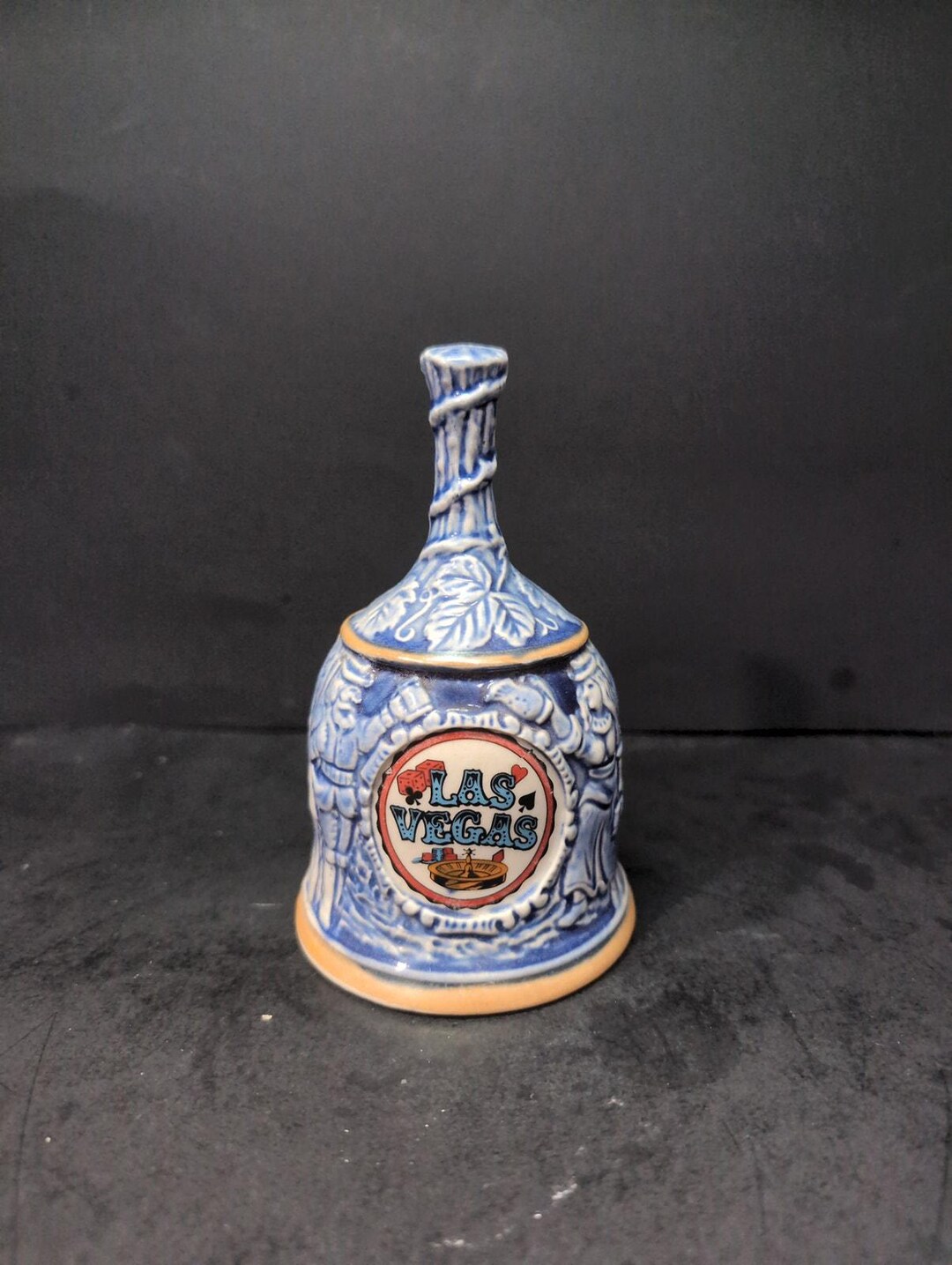 Las Vegas Raised Relief Bell, Vintage Blue White Souvenir, Made in ...