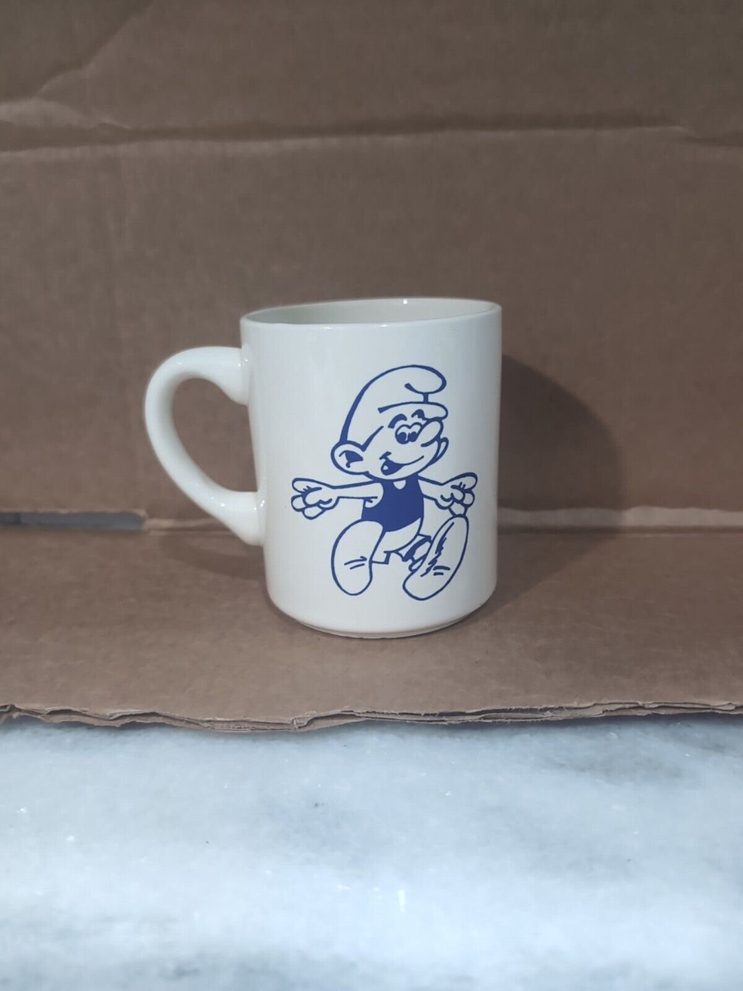 Smurfs Cartoon Character Mug, 1980s Ceramic Coffee Cup, Collectible ...