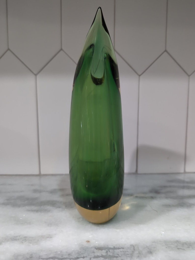 Onesto Murano Italy Sommerso Glass Vase 9.5, Amber/green Vase ...