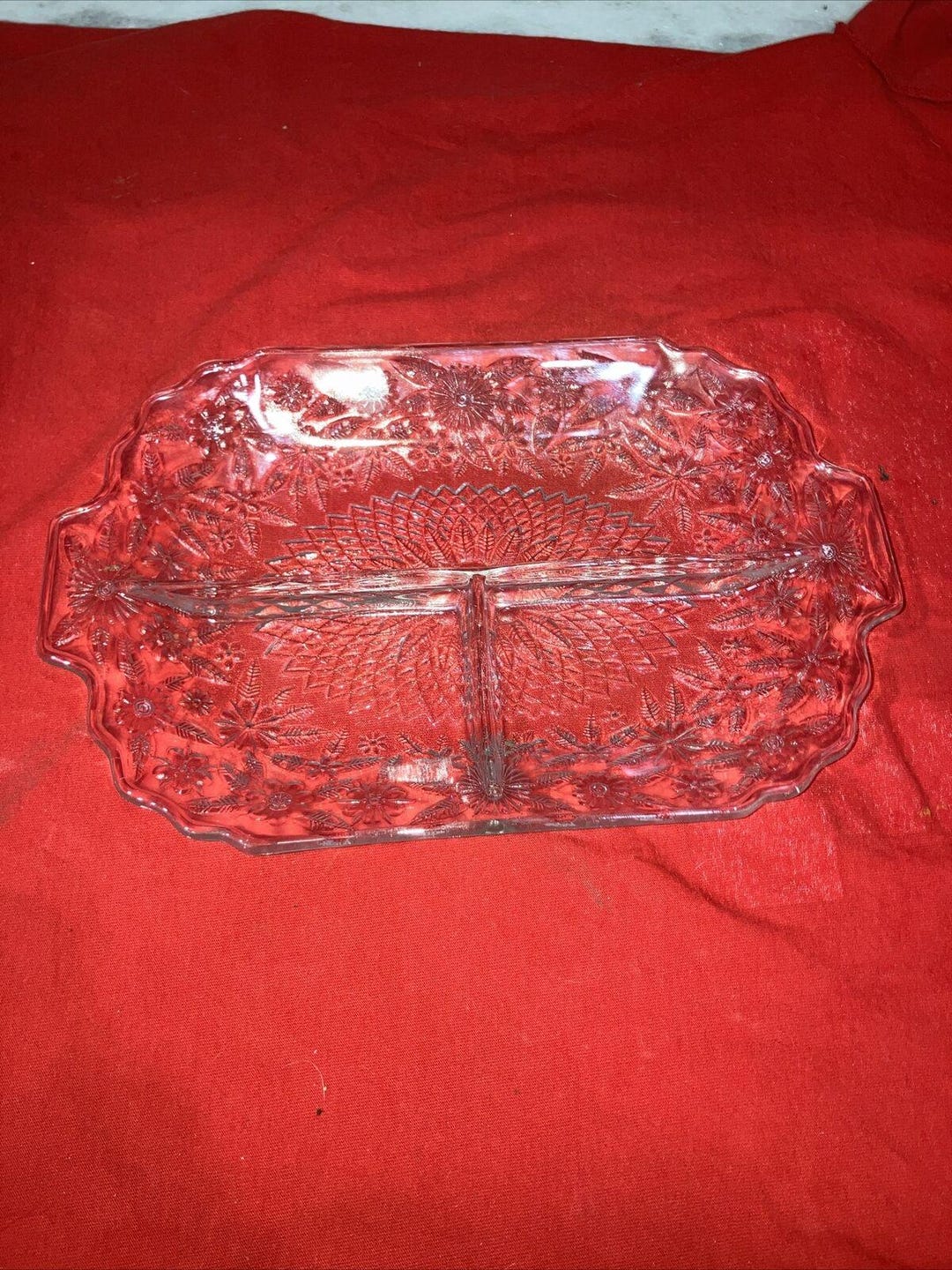 Indiana Glass Pineapple Floral Platter, Depression Glass Tray, 11.5 X 7 ...