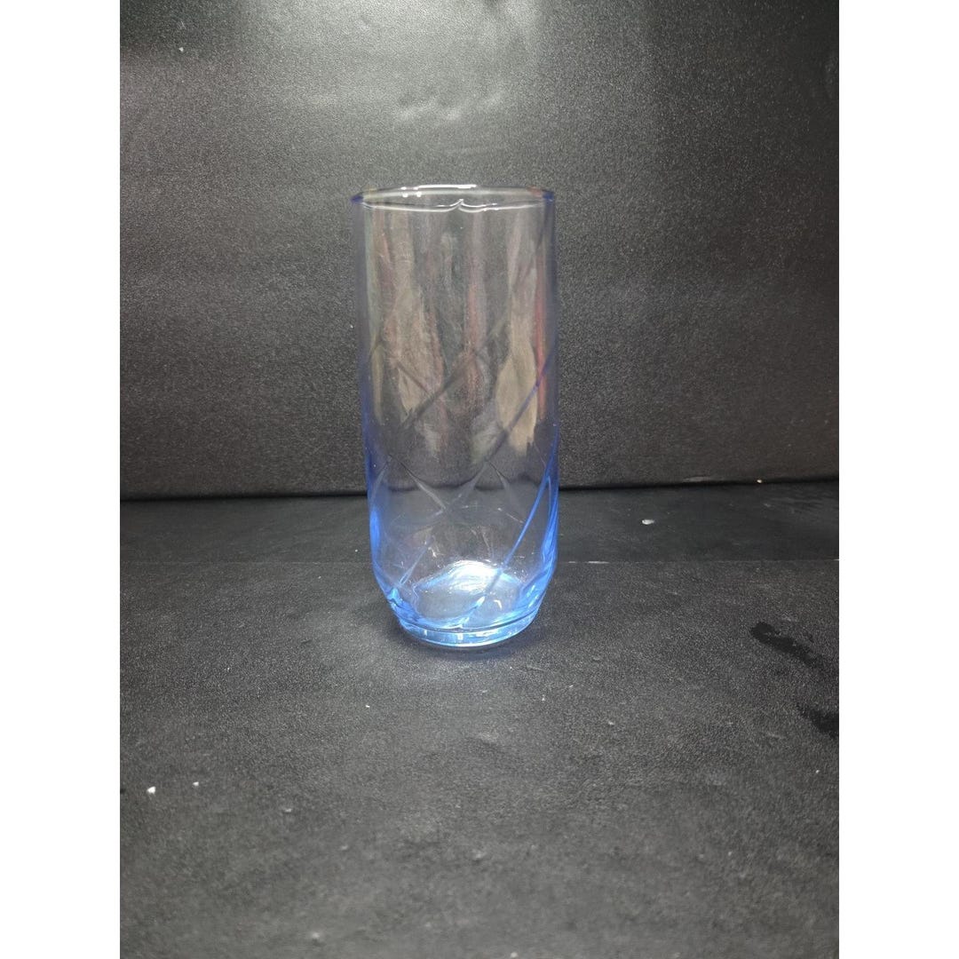 Libbey Blue Optic Swirl Tumbler 12oz, Vintage 6" Glass, Light Clear ...