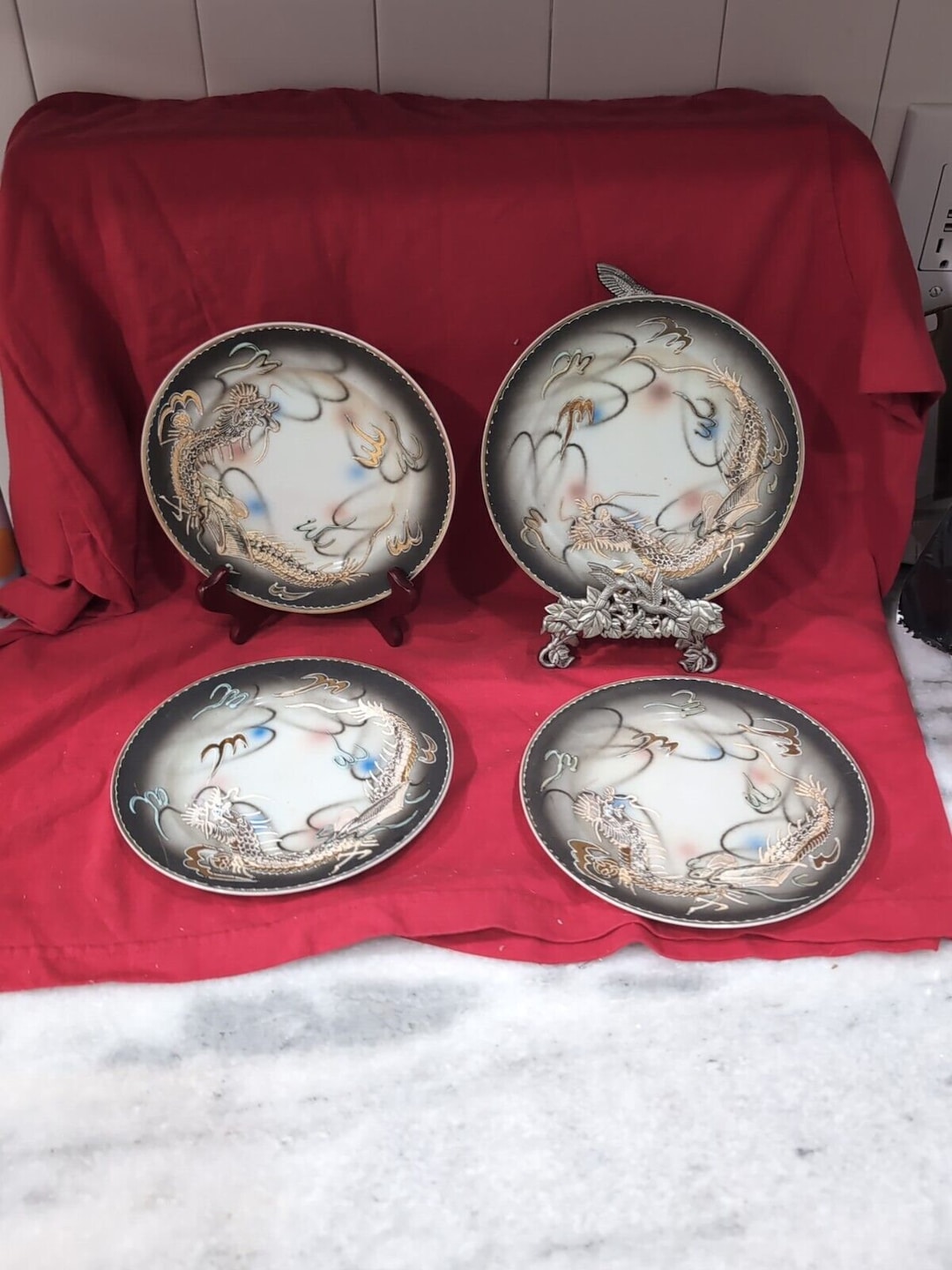 Moriage Blue Eyed Dragon Plates Set, 7.25 Japan Decor, Asian Dragon ...