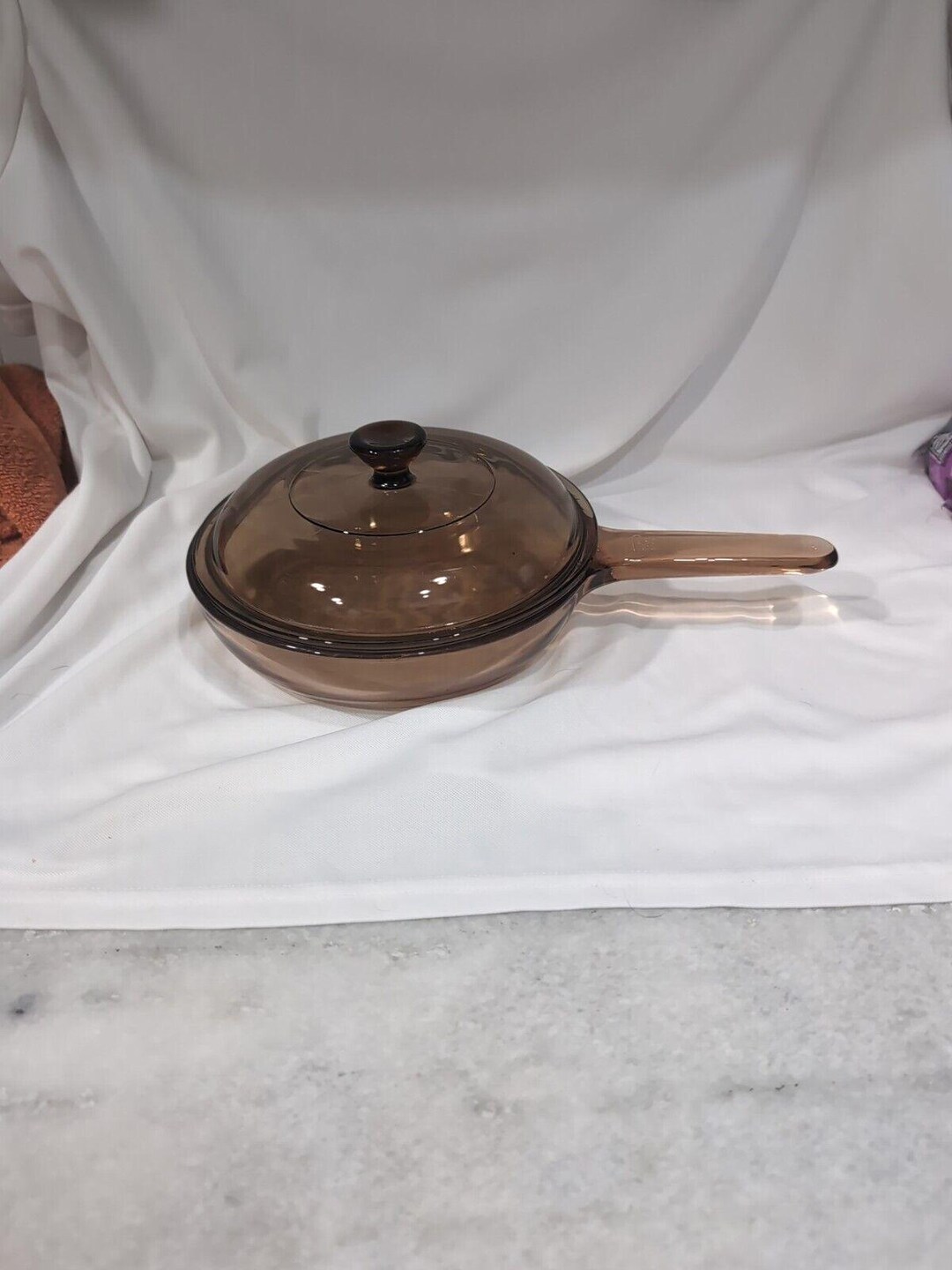 Corning Ware Visions Amber Glass Cookware Skillet Frying Pan & Lid Set ...