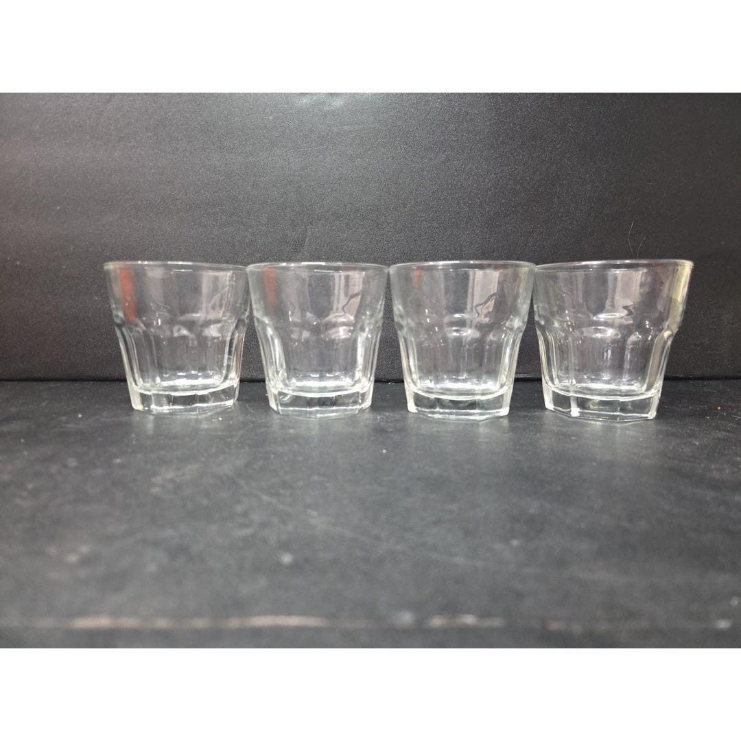 Libbey Duratuff Clear Paneled Juice Glasses, Set of 4, Vintage ...