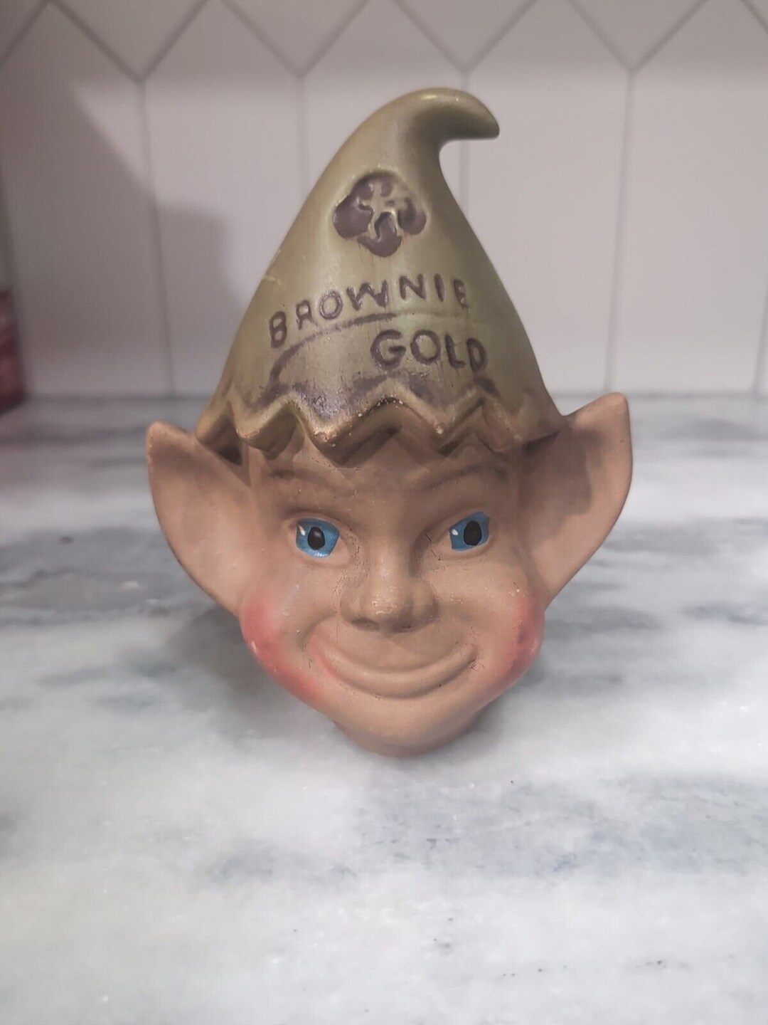 Brownie Gold Elf Pixie Coin Bank, 1960s Chalkware Bank, Girl Scout ...