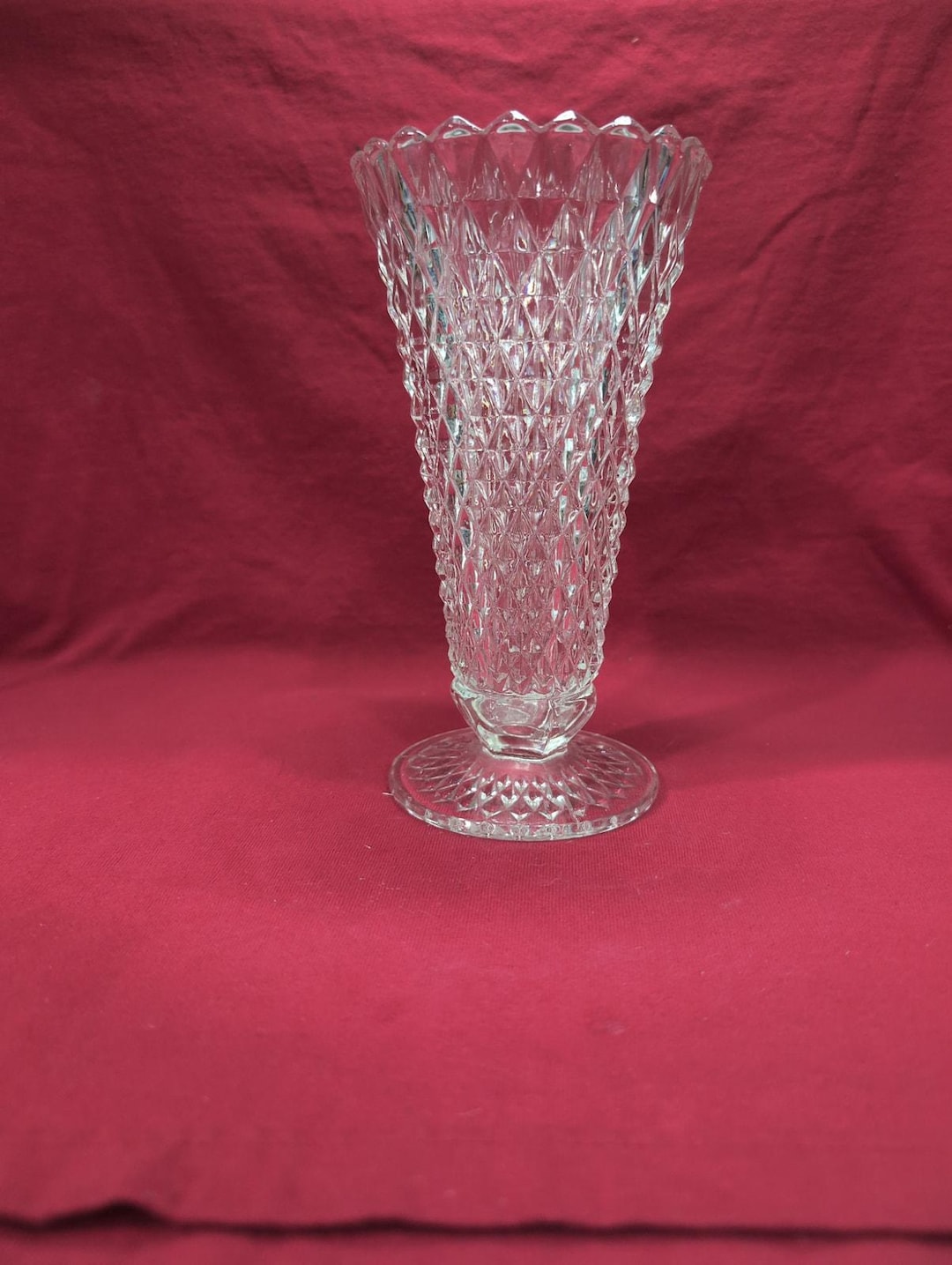 Diamond Pattern Glass Celery Vase, Vintage Footed Decor, Table ...