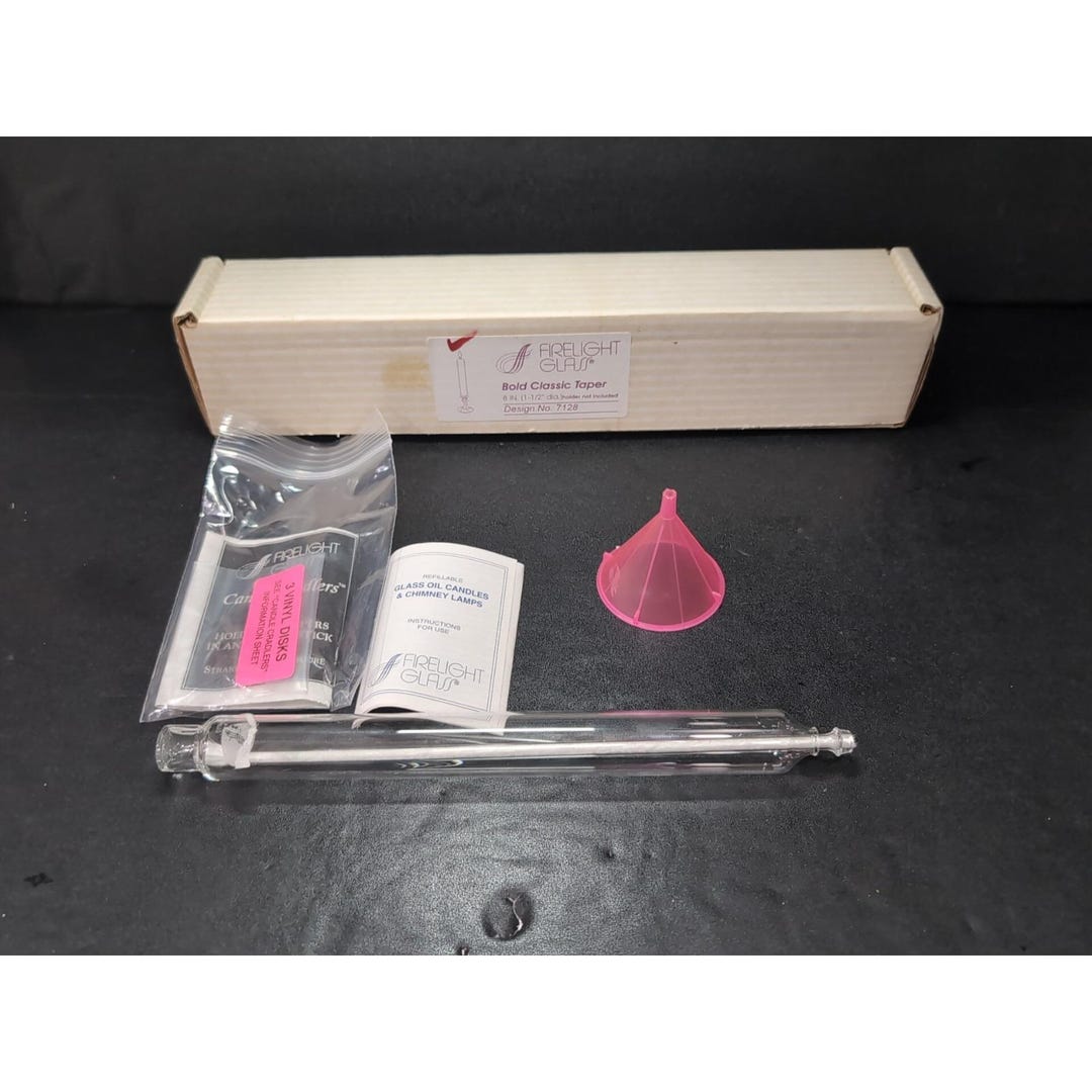 Firelight Glass 9" Classic Taper Candlestick, Hand Blown Oil Candle ...