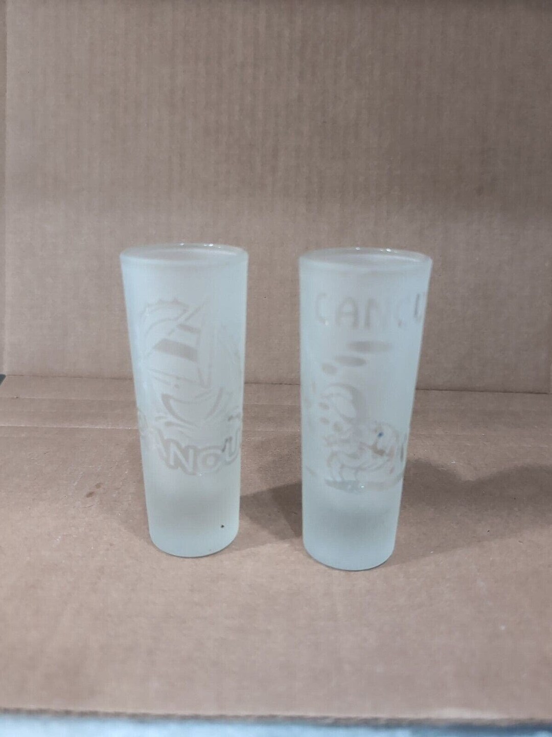Frosted Cancun Shot Glasses Set, Crab and Sailboat Design, Beach Shot ...
