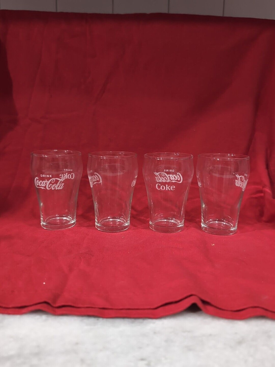 Coca Cola Soda Fountain Glasses Set of 4, 6 Oz Glassware, Retro Coke ...
