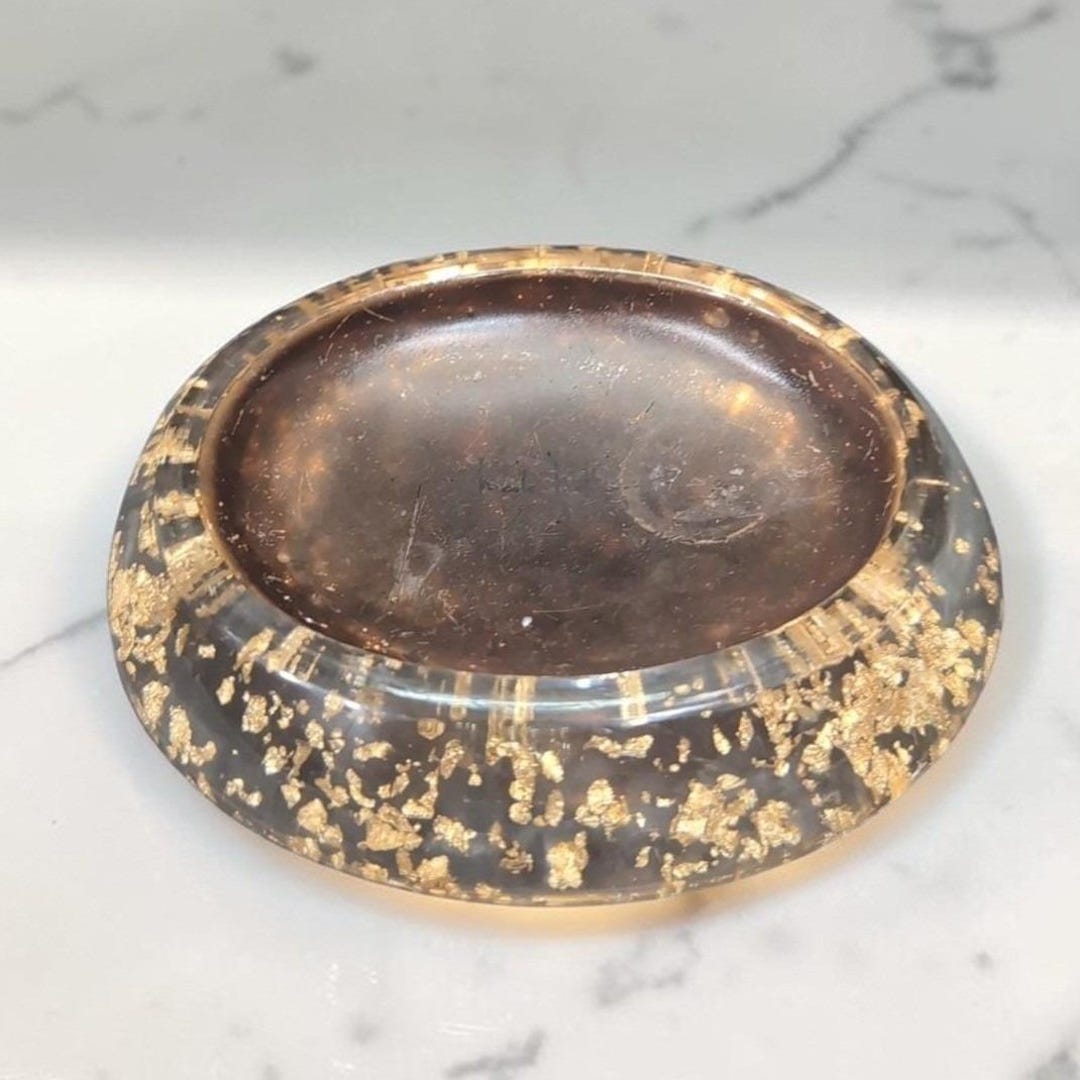 Nicole Miller Copper Flake Clear Lucite Soap Holder, Gold Rush Bathroom ...